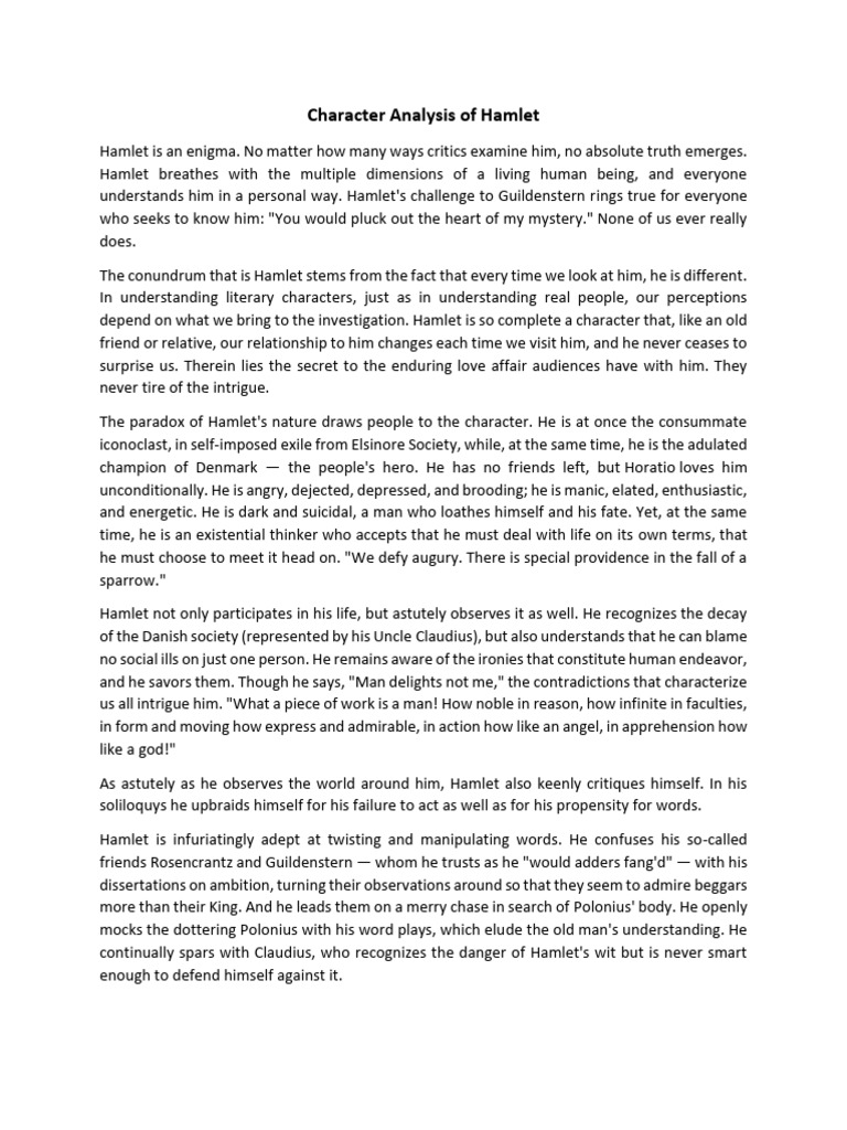 Critical Analysis Of Hamlet , The Enduring Fascination of Hamlet: A ...