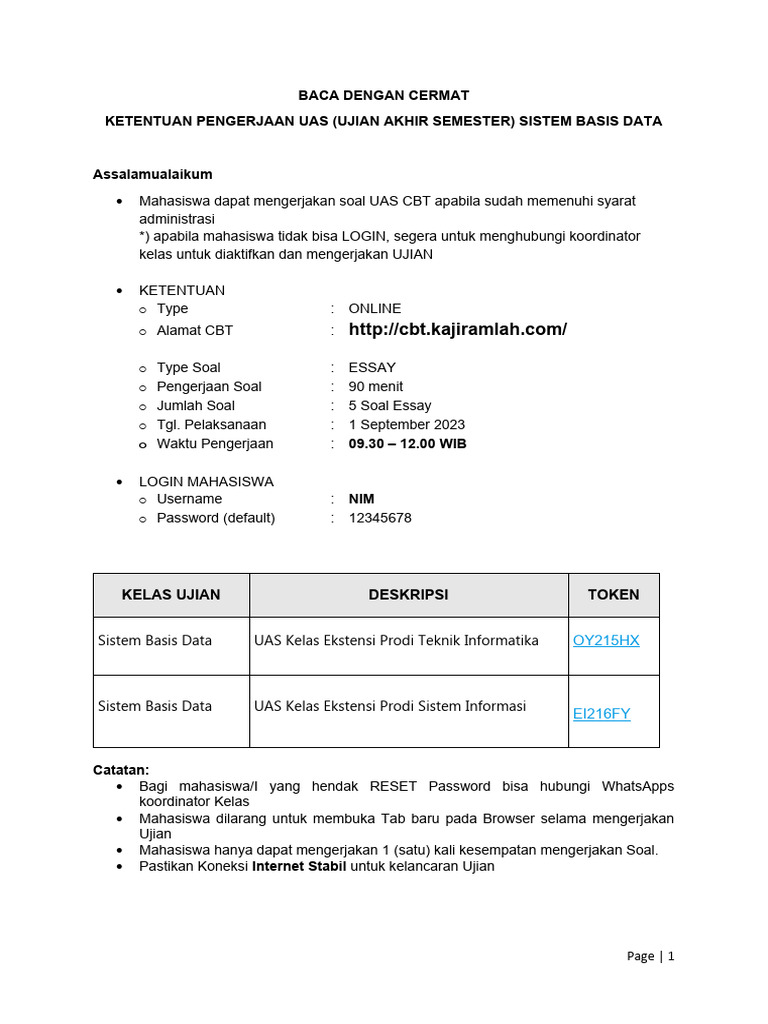Token UAS Basis Data | PDF