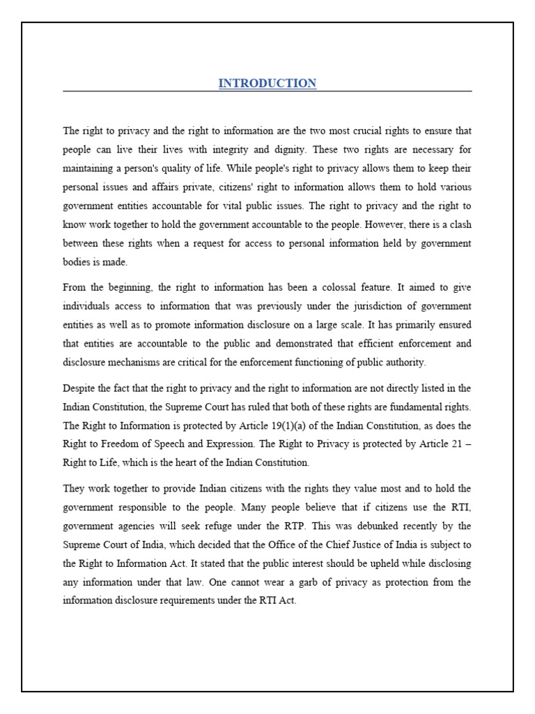 RTI v. PRIVACY | PDF