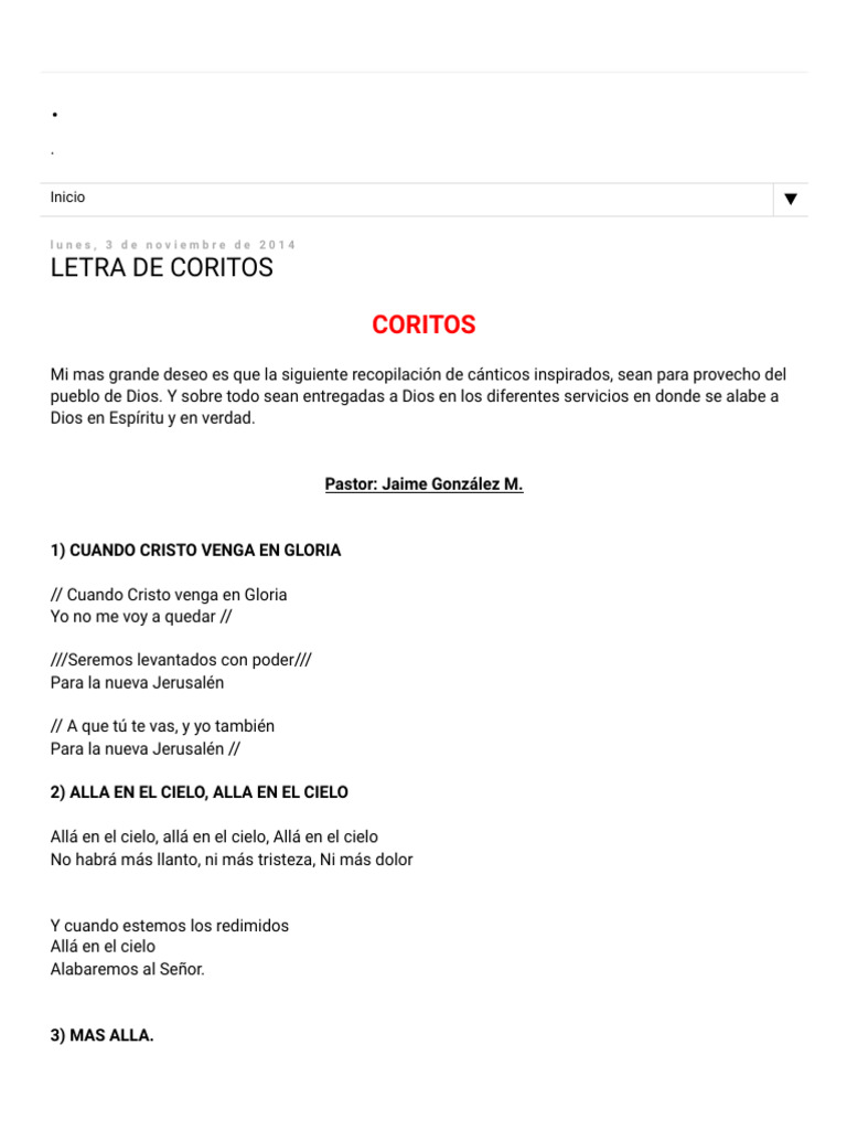 Coritos para el Pueblo de Dios | PDF