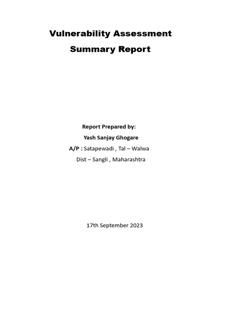 Vulnerability Assessment | PDF