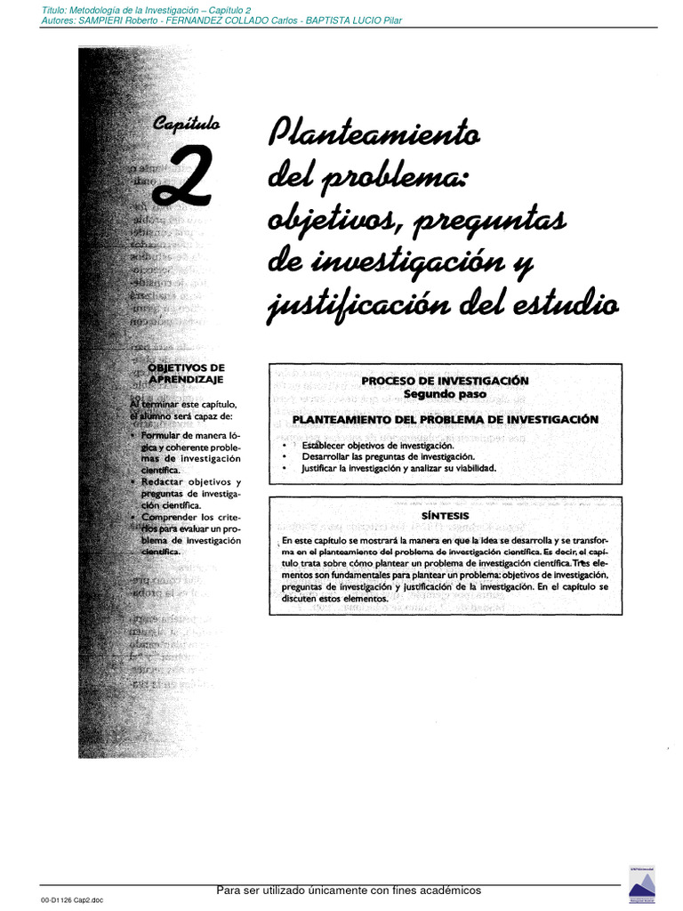 Sampieri-Collado - Metodología de La Investigación - Planteamiento Del Problema - Cap2 | PDF