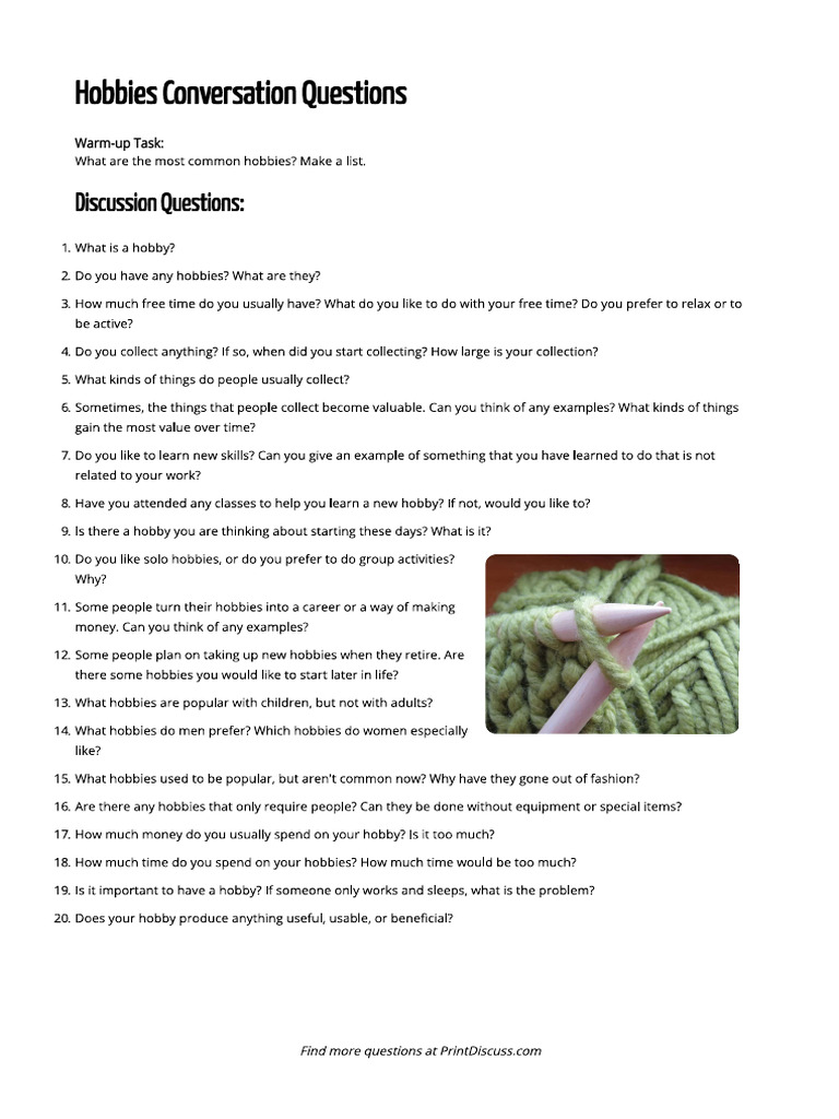 Hobbies Questions | PDF