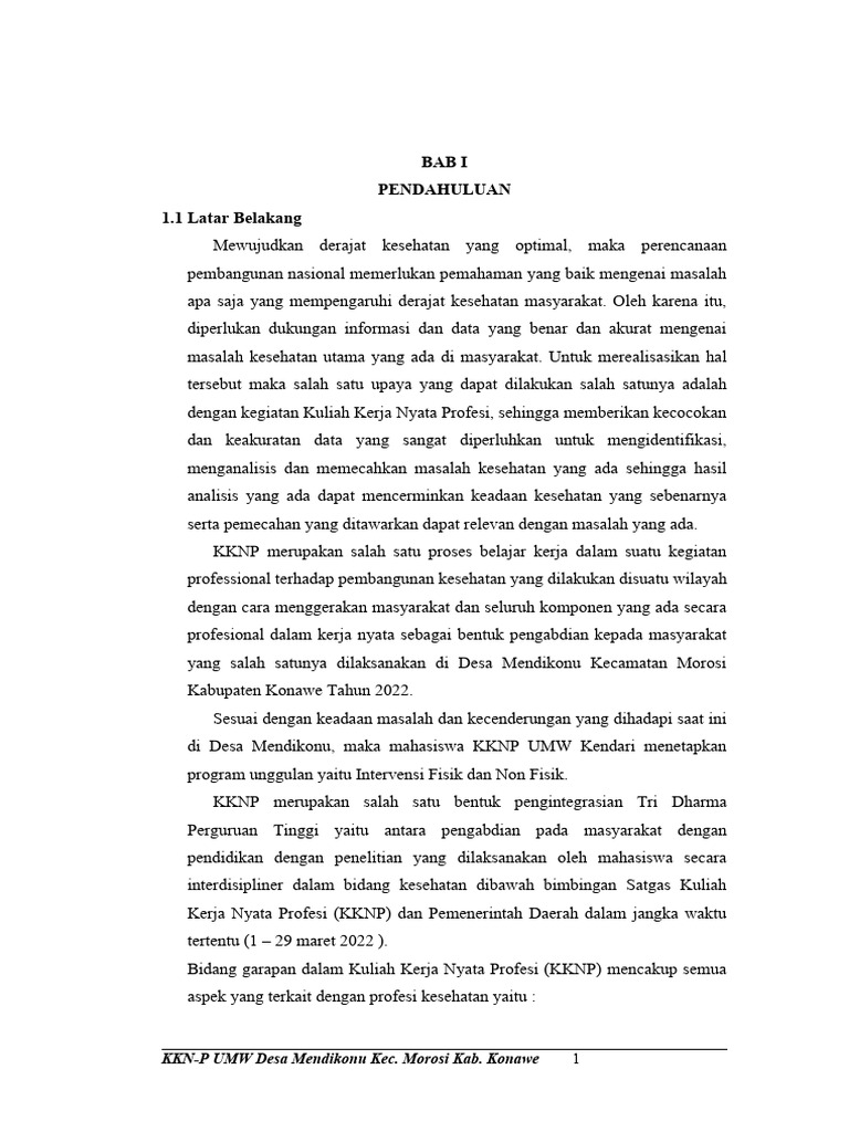 Laporan KKN Desa Mendikonu Fix 2 | PDF