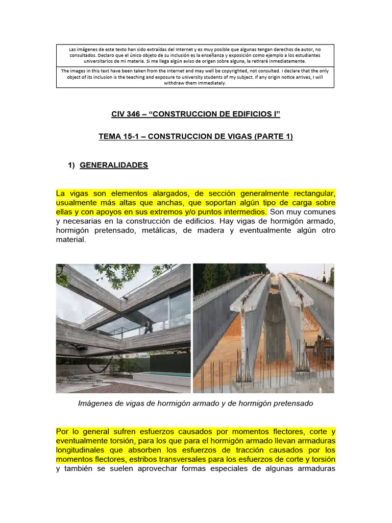 Civ 346.tema 15-1.construccion de Vigas (Parte 1) | PDF | Viga ...