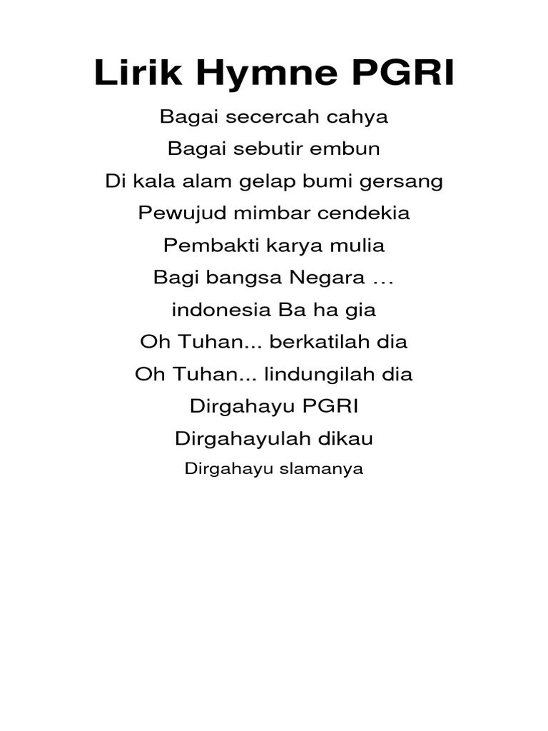 Lirik Hymne Mars PGRI | PDF