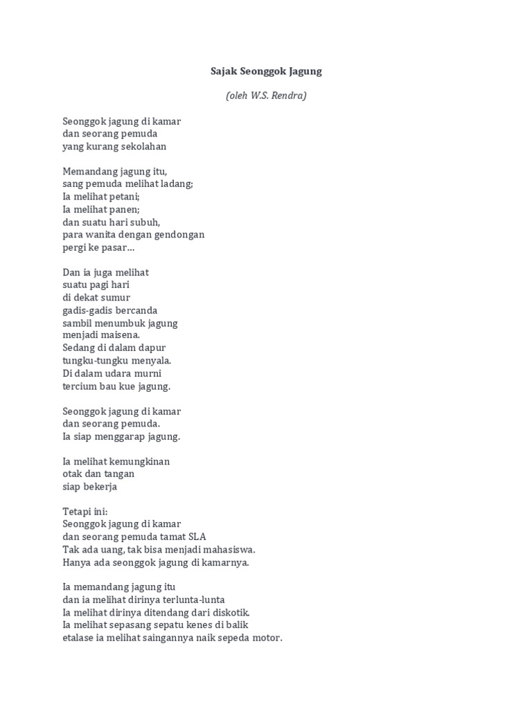Sajak Seonggok Jagung | PDF