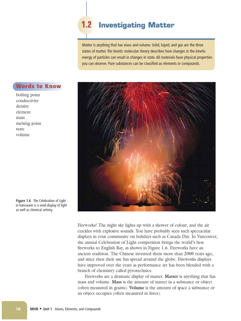 Investigating Matter: Words To Know | PDF