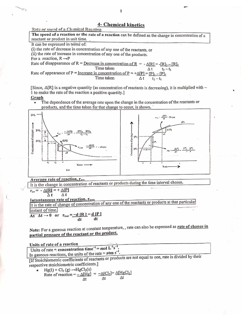 Chemical Kinetics Notes | PDF