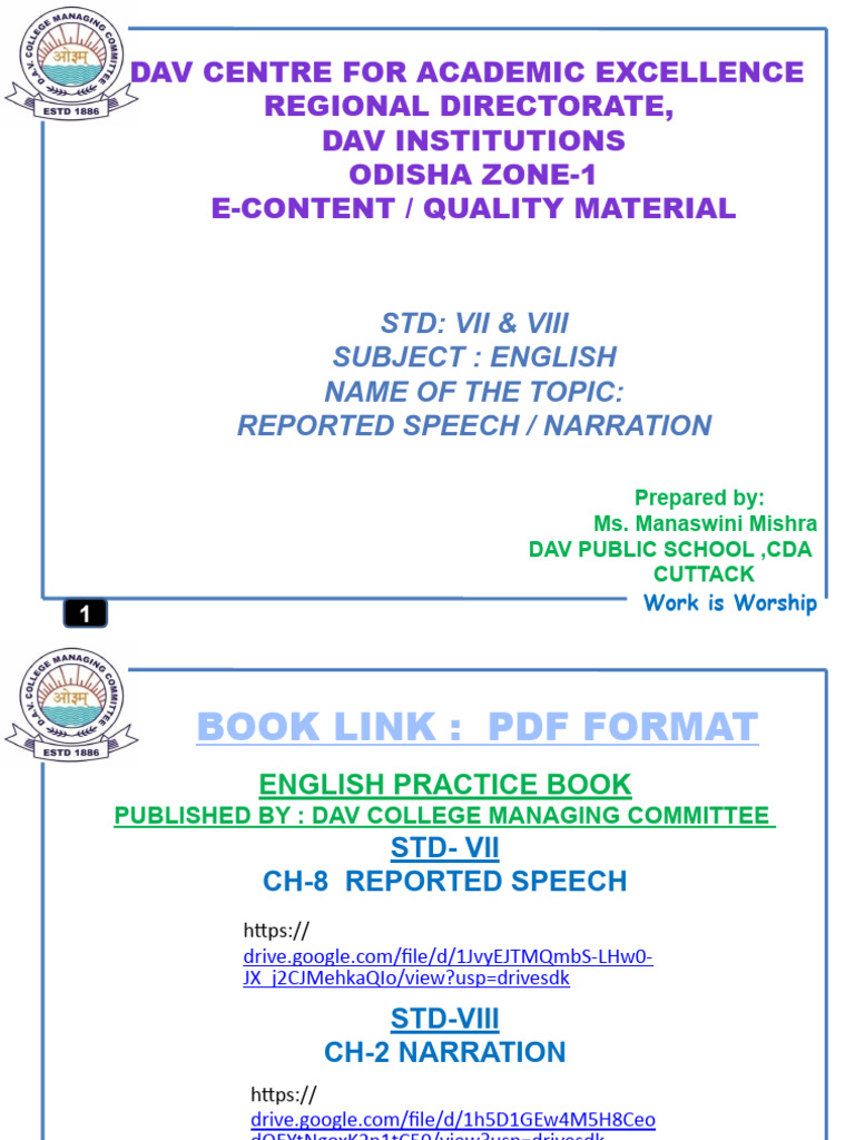 Final Narration Change Manaswini Dav Cda | PDF | Linguistic Typology ...
