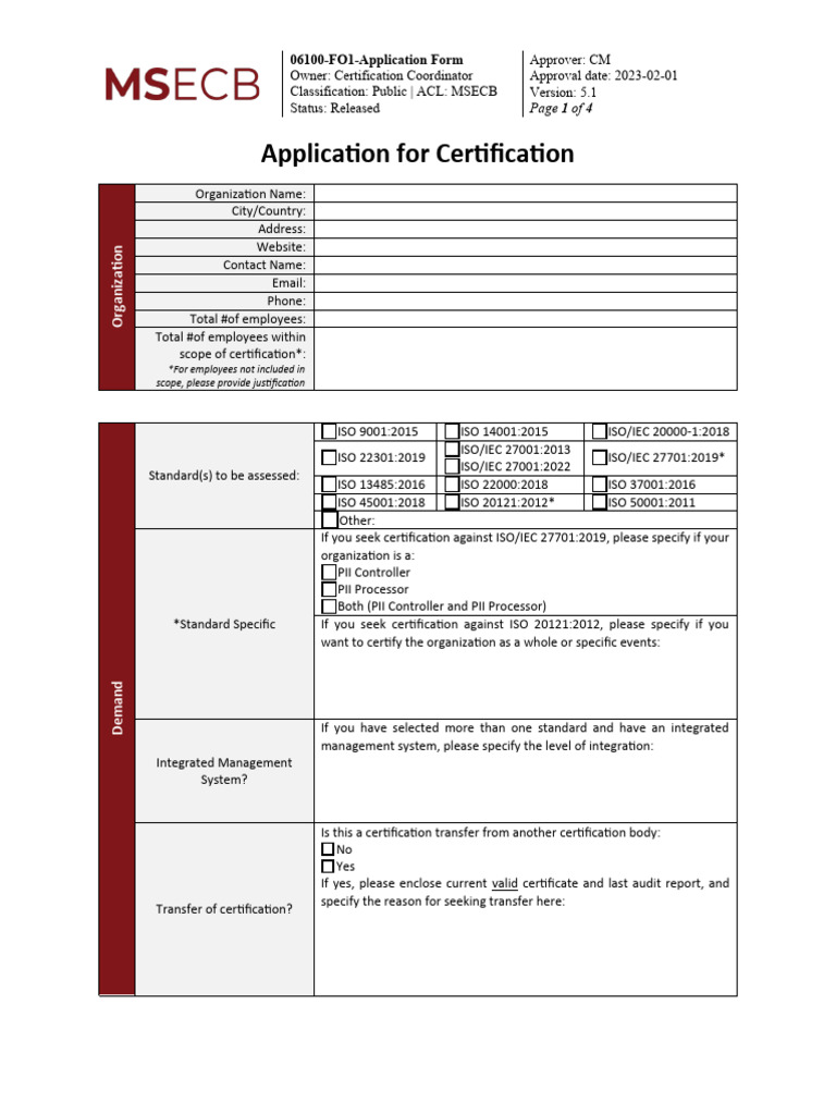 06100-FO1-Application Form - v5.1 | PDF | International Organization ...