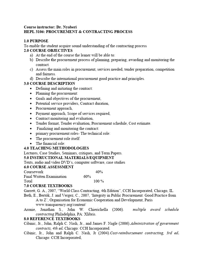 HEPL 3106 Procurement and Contracting Process | PDF