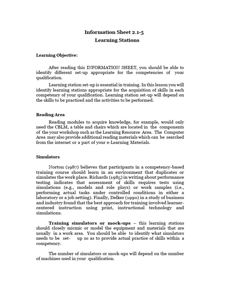 8 Learning-Stations | PDF | Learning | Simulation