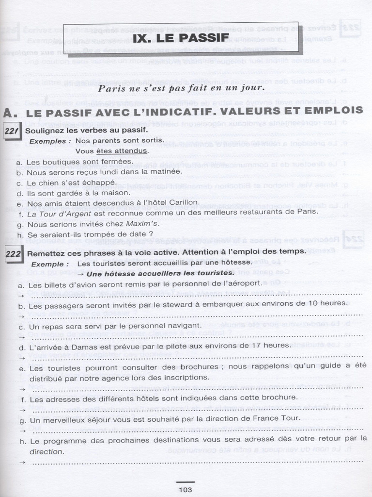 La Voix Passive - Exercices | PDF