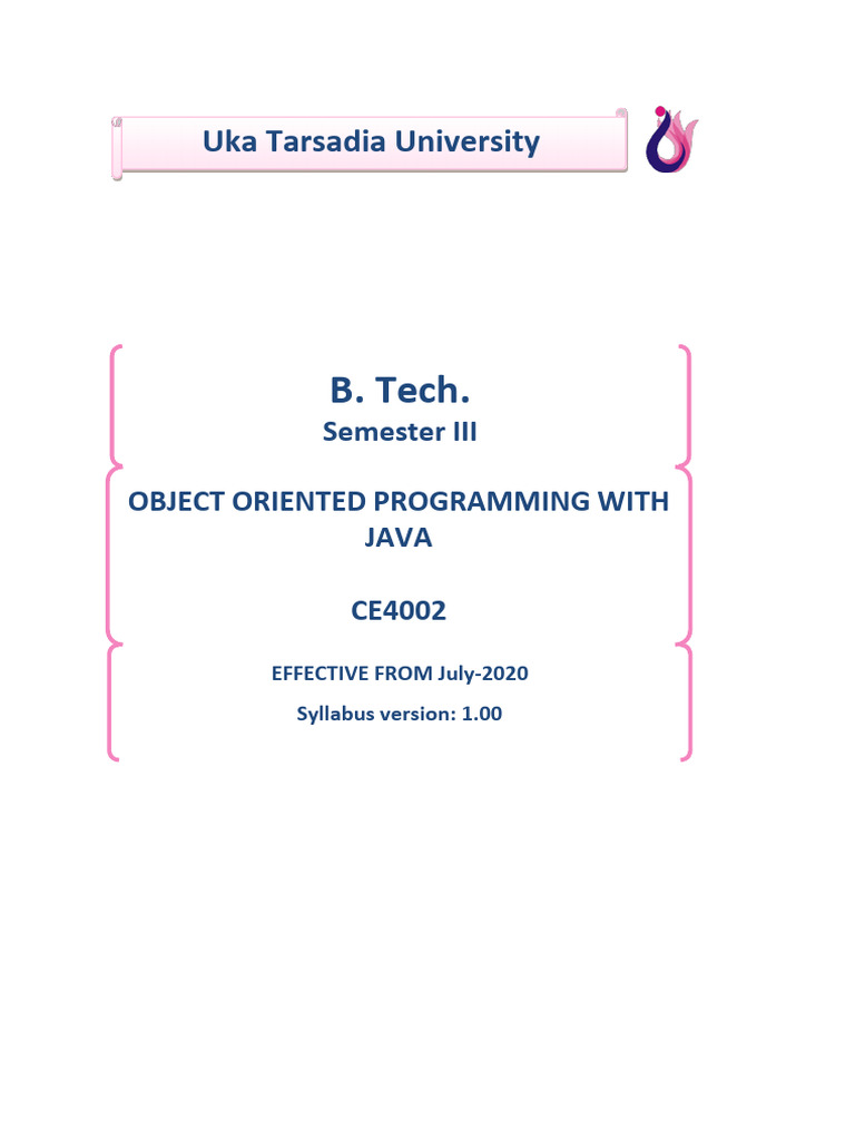 Ce4002 Object Oriented Programming With Java Pdf Object Oriented Programming Method