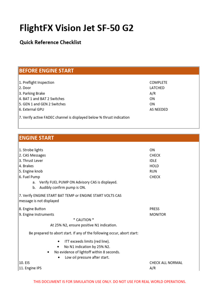 Checklist Vision Jet SF50 v1.2 | PDF | Transport | Vehicles