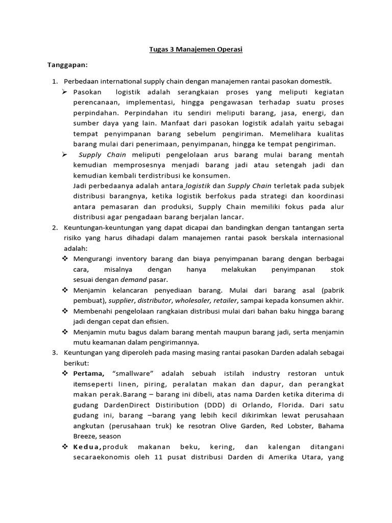 Tugas 3 Manajemen Operasi | PDF