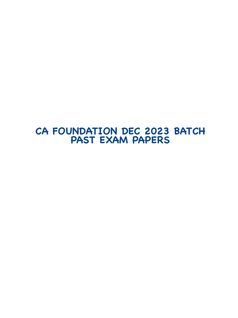 CA Foundation Past Exam Papers | PDF | Debits And Credits | Expense