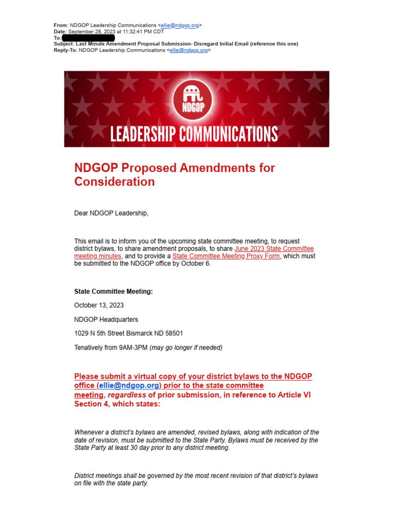 NDGOP Amendment Proposals | PDF | Government | Politics Of The United ...