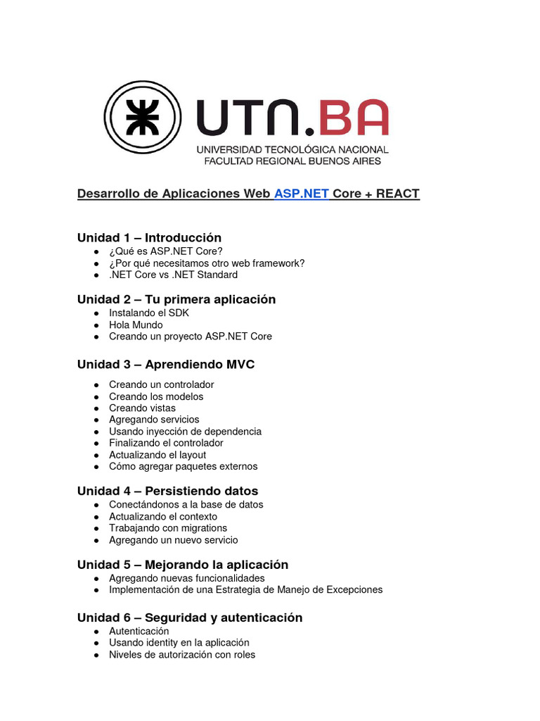 Curso Completo de ASP.NET Core y React | PDF