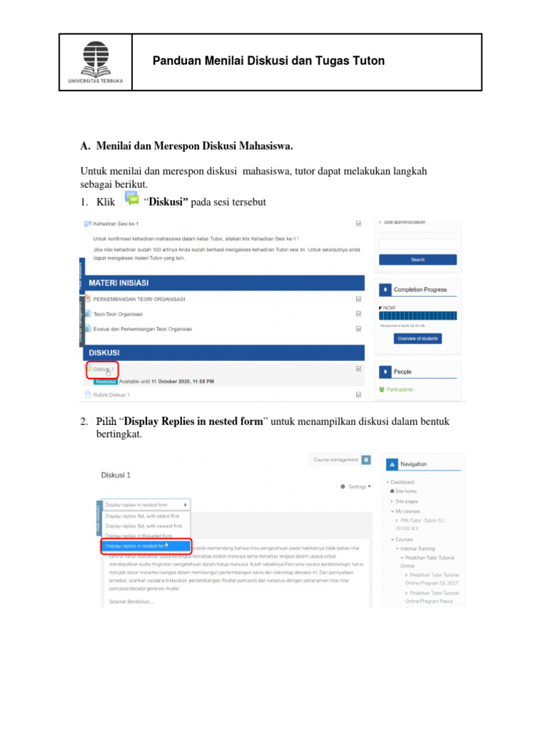 Panduan Menilai Diskusi Dan Tugas Tuton | PDF