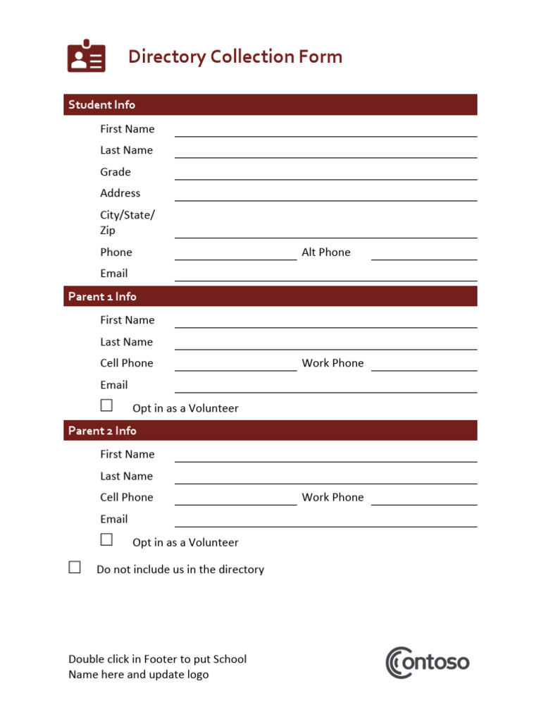 Directory Collection Form | PDF