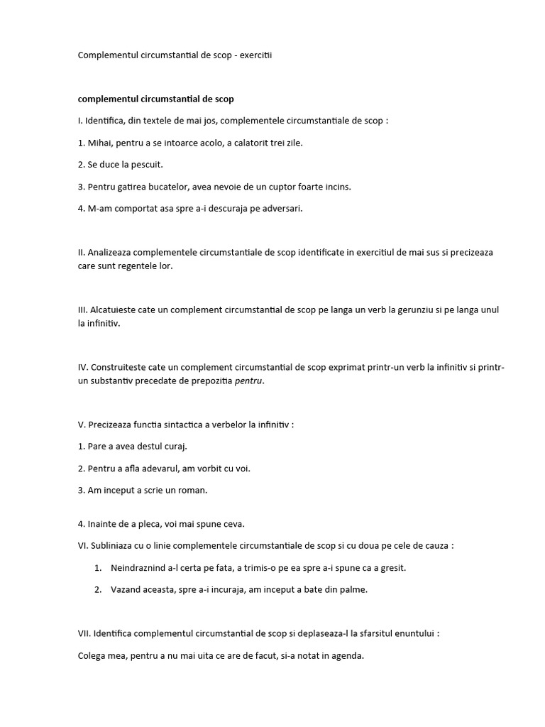 Complementul Circumstantial de Scop | PDF
