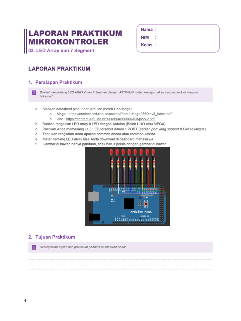Laporan LAB 03 - LED Array Dan 7 Segment | PDF