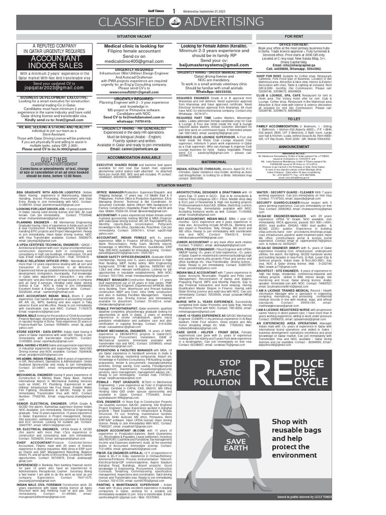 Classified 20230928 1 | PDF | Car Rental | Qatar