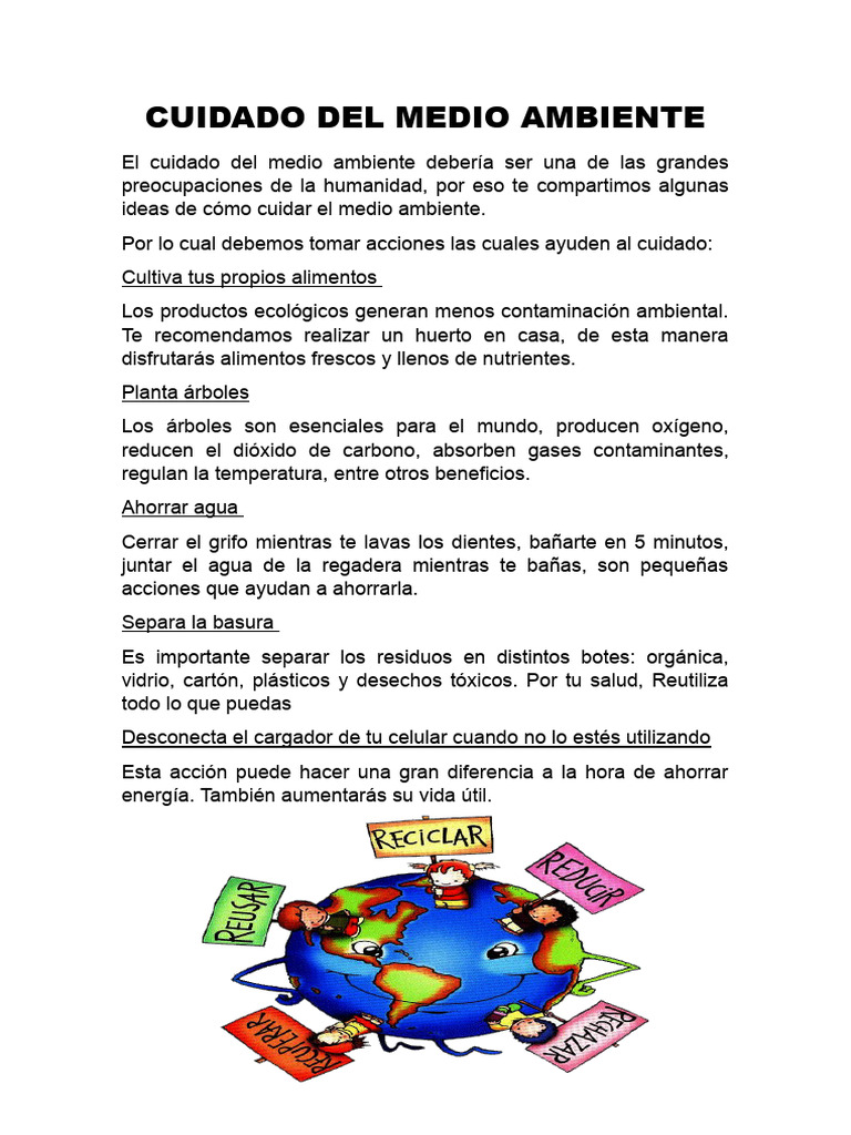 Cómo Cuidar el Medio Ambiente | PDF