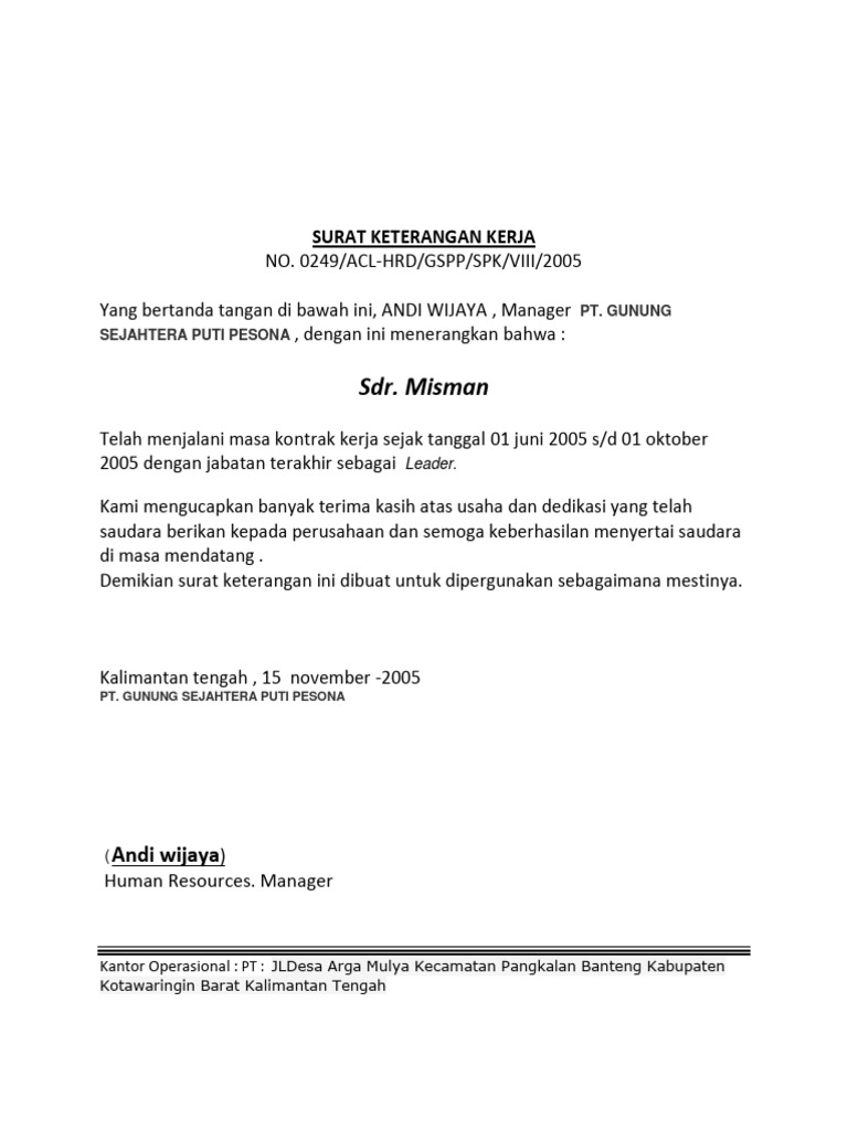 SURAT Paklaring GSPP | PDF