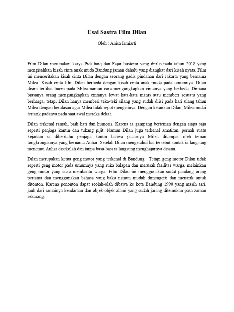 Esai Sastra Film Dilan | PDF