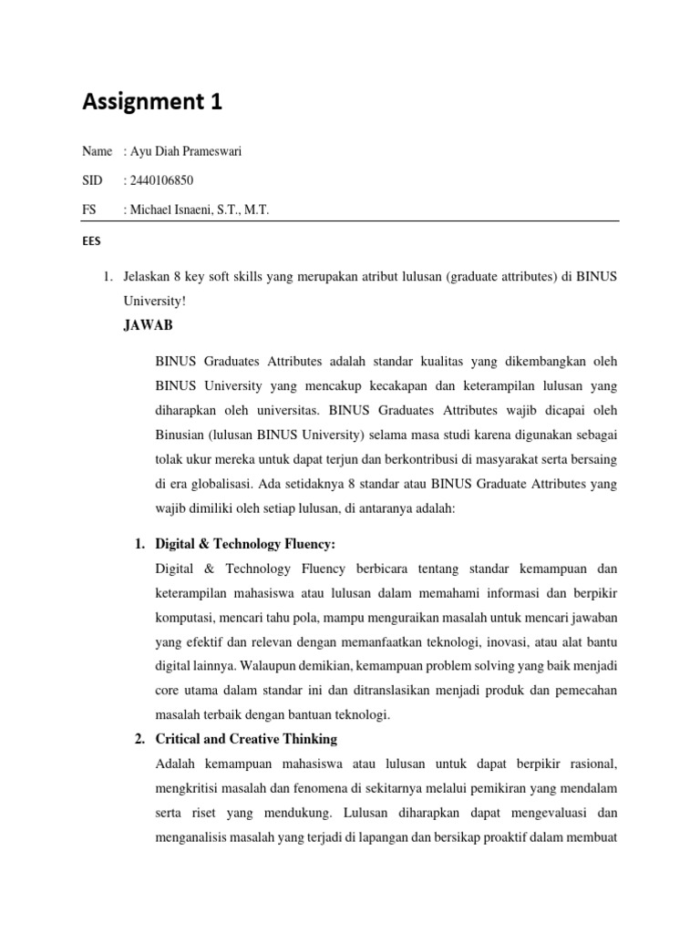 8 Soft Skills Penting Lulusan BINUS | PDF