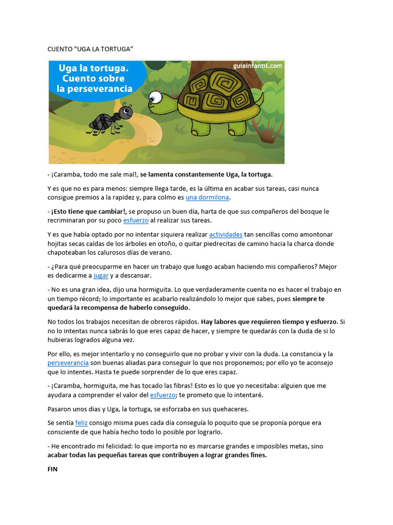 Cuento Uga La Tortuga Pdf