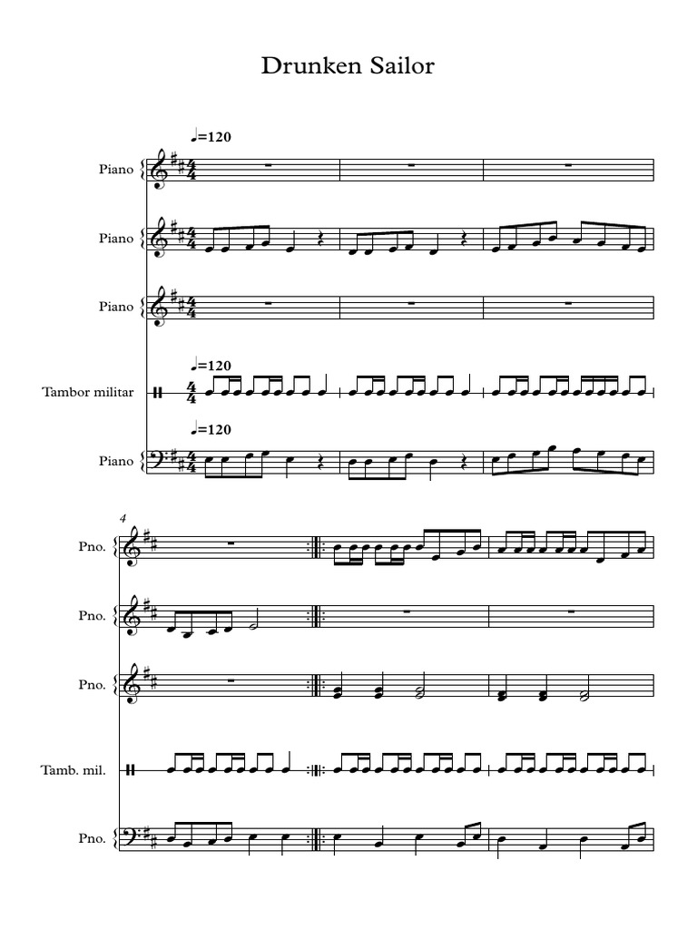 Drunken Sailor - Partitura Completa | PDF