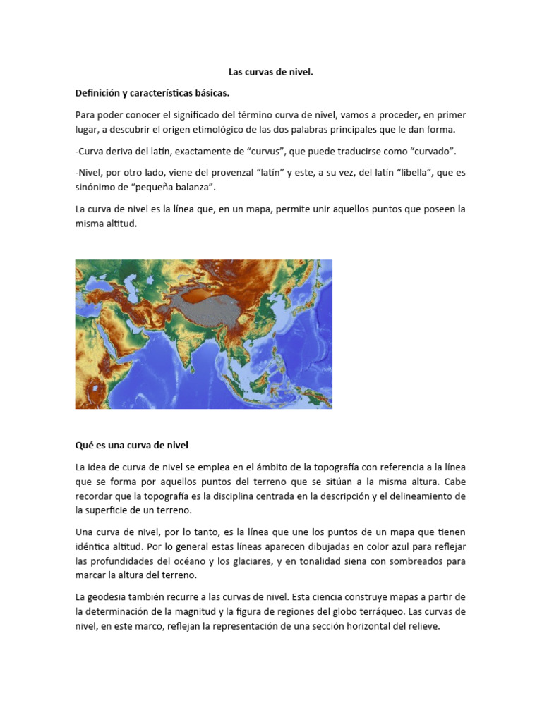 Definición y características de curvas de nivel | PDF | Terreno | Mapa