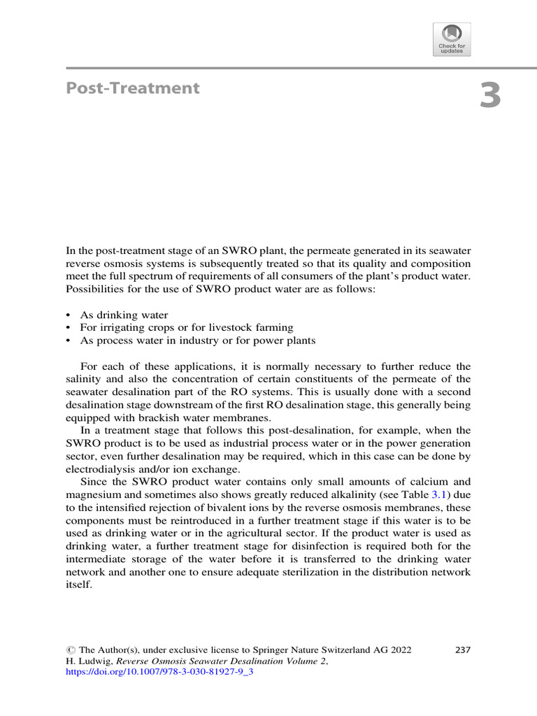 SWRO Post Treatment | PDF
