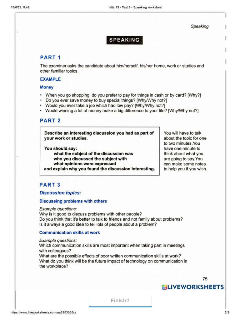 IELTS Speaking Practice Sheet | PDF