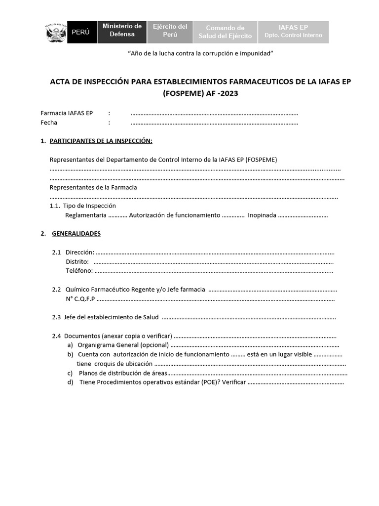 Acta Inspec para Farmacias 2023 | PDF