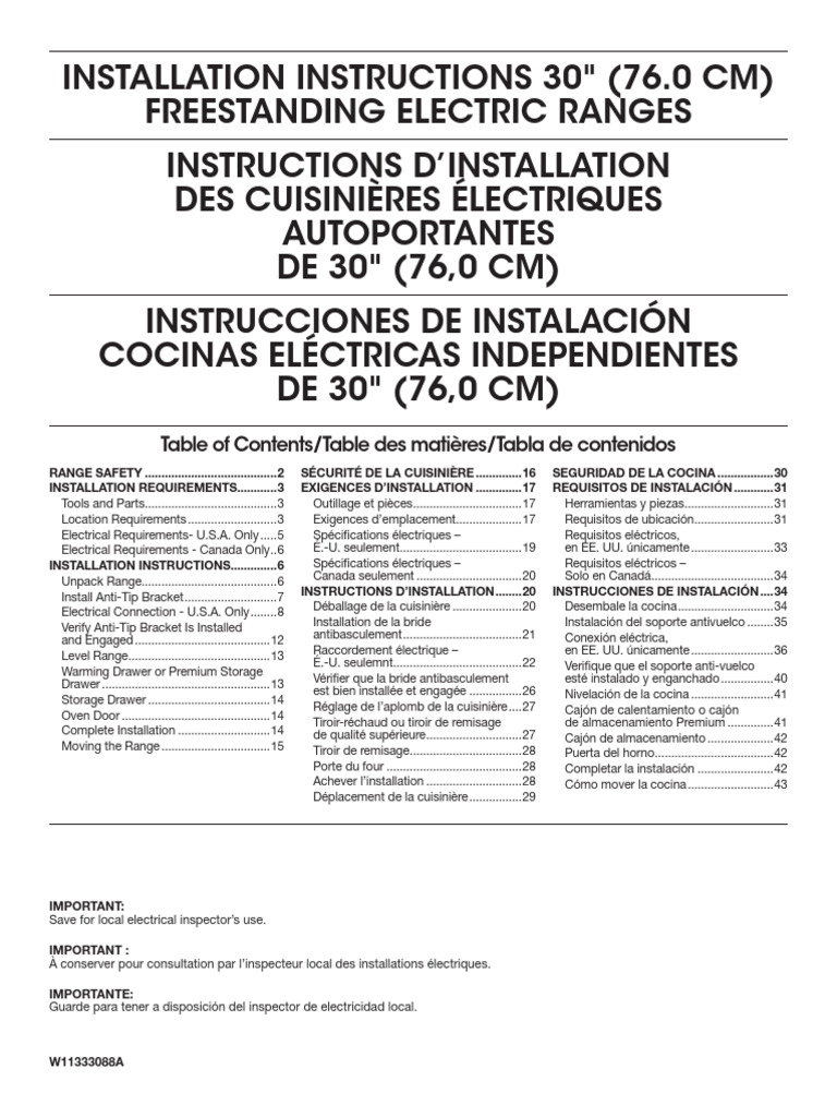 Installation Instructions w11333088 Reva | PDF