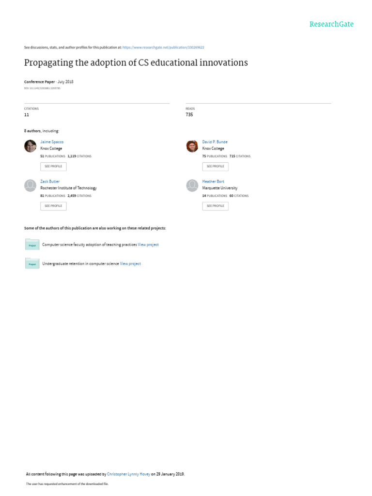 Propagating the Adoption of CS Educational Innovat | PDF