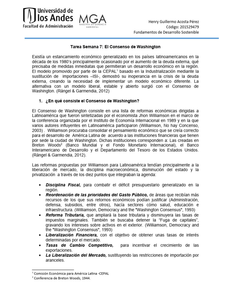 El Consenso de Washington: Claves y Actores | PDF | Consenso de ...