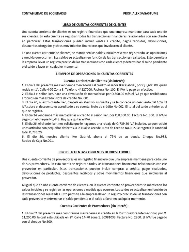 Libro de Cuentas Corrientes de Clientes | PDF