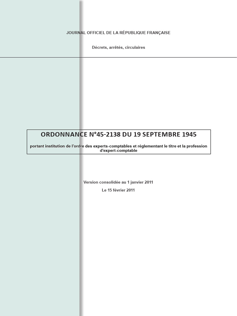 Ordonnance n°45-2138 du 19 septembre 1945 | PDF