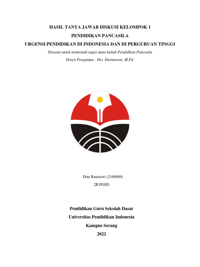 Dini Ranasiwi - 2100899 - 2B PGSD - Hasil Diskusi Kelompok 1 | PDF