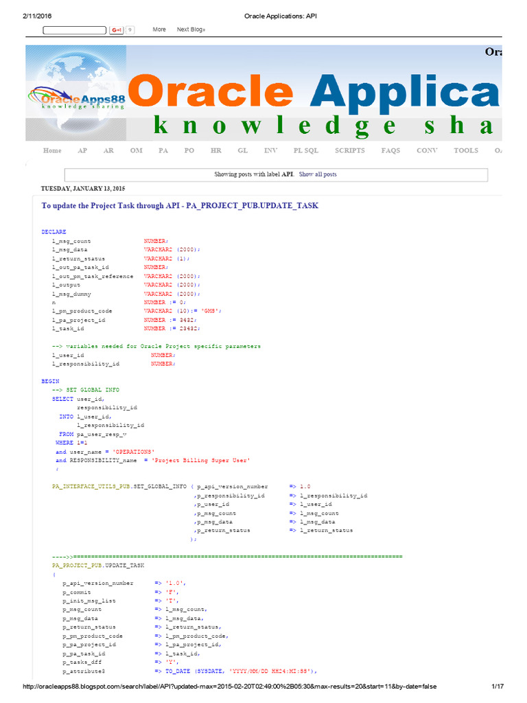 Oracle Applications - API | PDF