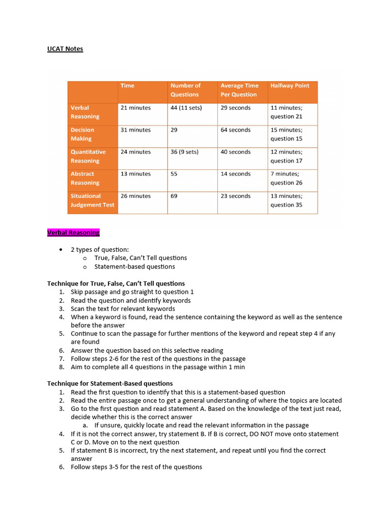 UCAT Techniques | PDF