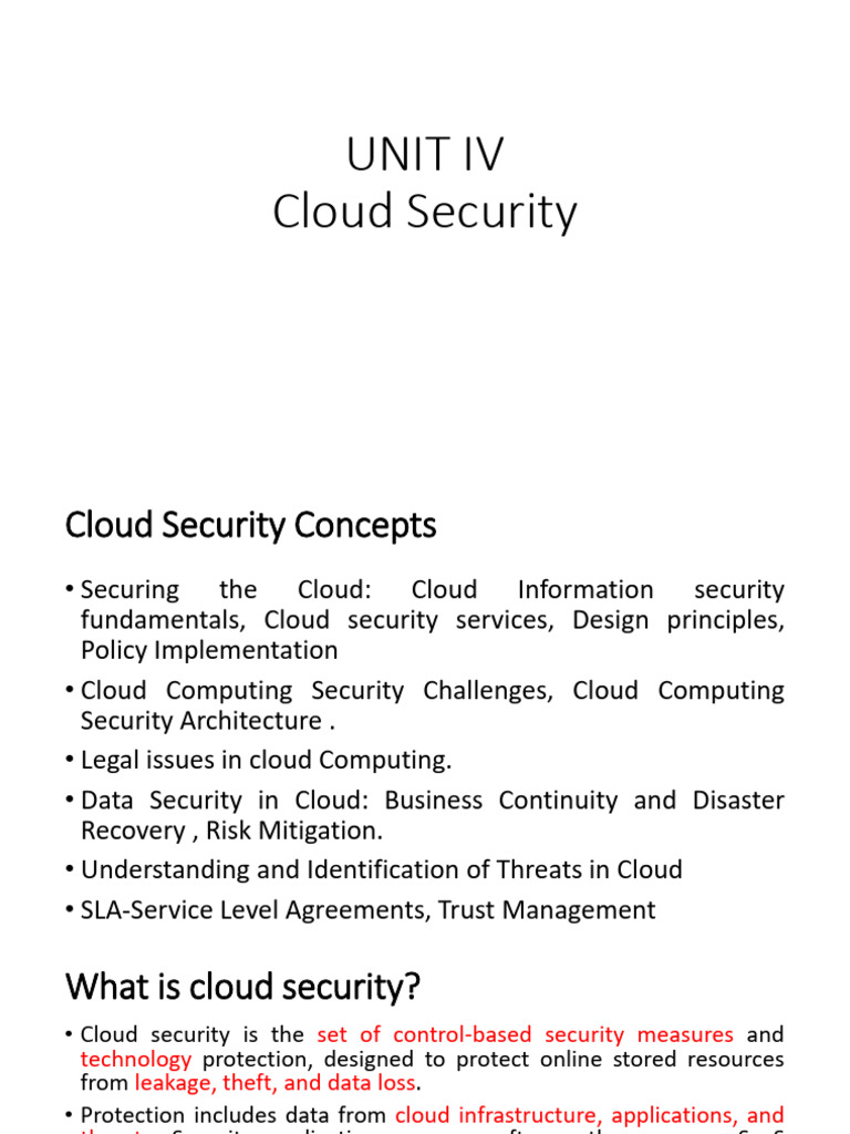 Unit 4 | PDF | Cloud Computing | Security