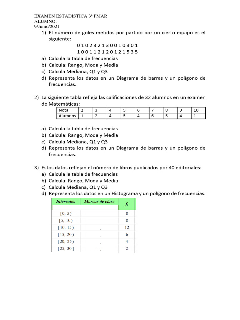EXAMEN estadistica | PDF