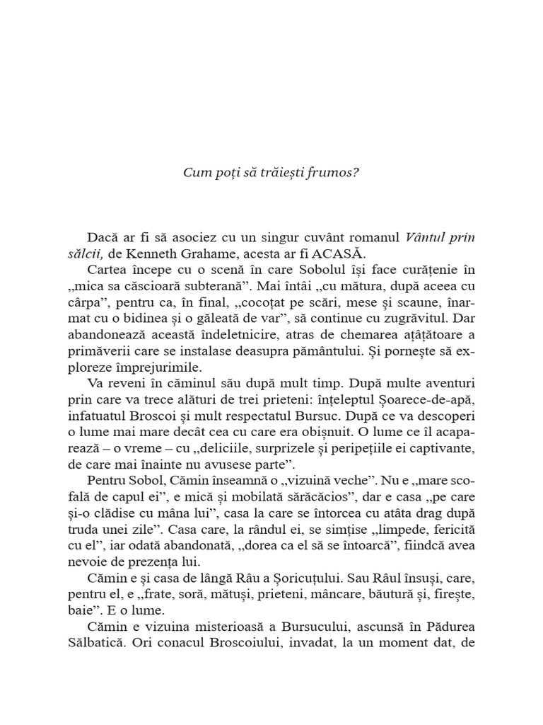 Vantul Prin Salcii - Kenneth Grahame | PDF